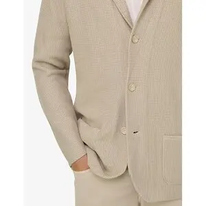 Boggi Milano Regular-fit Single-breasted Cotton Blazer - Sand