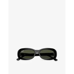 Ray-ban Oval-frame Acetate Sunglasses - Black