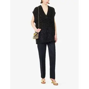 Dries Van Noten Pilar Tapered-leg Cotton-blend Trousers - Navy