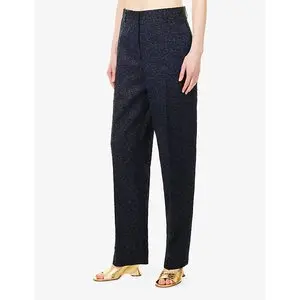 Dries Van Noten Pilar Tapered-leg Cotton-blend Trousers - Navy