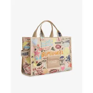 Marc Jacobs The Punk Scribble Canvas Medium Tote Bag - Beige Multi