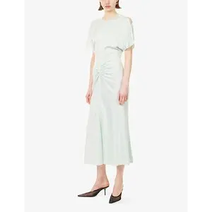 Victoria Beckham Bela Short-sleeve Cady Midi Dress - Aquamarine