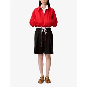 Claudie Pierlot Cropped Side-pocket Satin Jacket