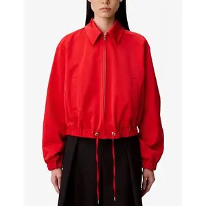 Claudie Pierlot Cropped Side-pocket Satin Jacket