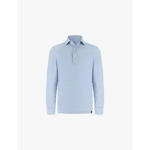 Boggi Milano Long-sleeved Cotton-blend Polo Shirt Xxl - Light Blue