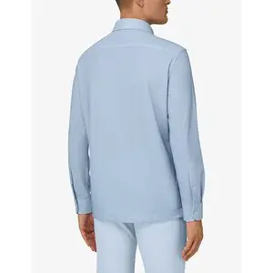 Boggi Milano Long-sleeved Cotton-blend Polo Shirt Xxl - Light Blue