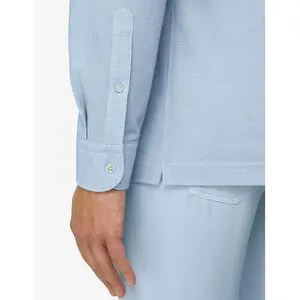 Boggi Milano Long-sleeved Cotton-blend Polo Shirt Xxl - Light Blue