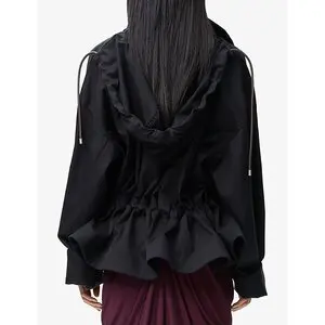 Loewe Hooded Flared-hem Cotton-blend Jacket - Black