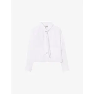 Claudie Pierlot Striped Tie-neck Cotton Shirt