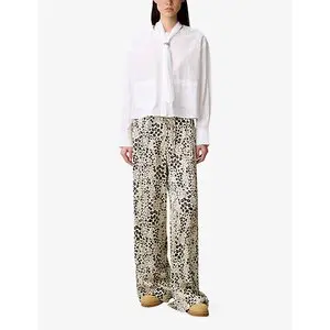 Claudie Pierlot Striped Tie-neck Cotton Shirt