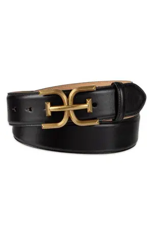 SAM EDELMAN Logo Buckle Leather Belt