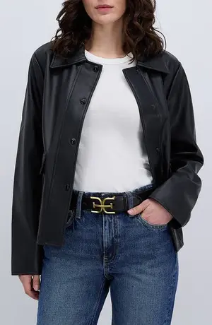 Sam Edelman Logo Buckle Leather Belt - Black