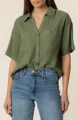 Kut From The Kloth Brianna Boxy Shirt - Dill