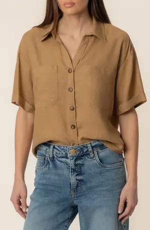 Kut From The Kloth Brianna Boxy Shirt - Wood