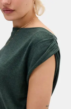 BDG URBAN OUTFITTERS Bailey Boat Neck Knit Crop Top - Khaki