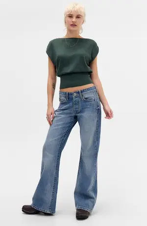 BDG URBAN OUTFITTERS Bailey Boat Neck Knit Crop Top - Khaki