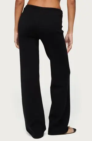 EDIKTED Low Rise Knit Drawstring Pants - Black