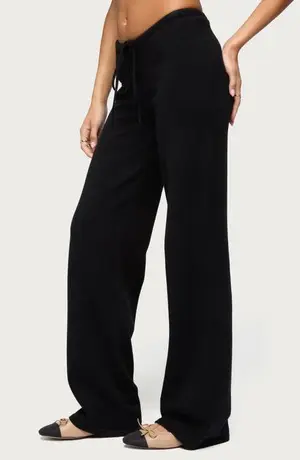 EDIKTED Low Rise Knit Drawstring Pants - Black