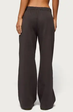 EDIKTED Low Rise Wide Leg Sweatpants - Dark-gray