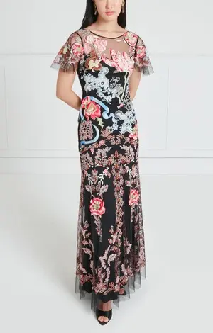 TEMPERLEY LONDON Bilbao Embroidered Gown - Black