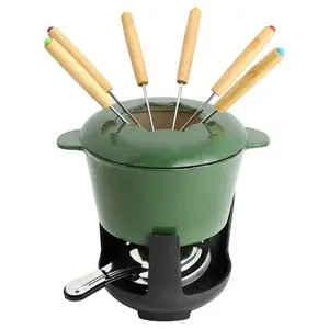 MEGACHEF Enameled Cast Iron Fondue Pot With 6 Serving Forks