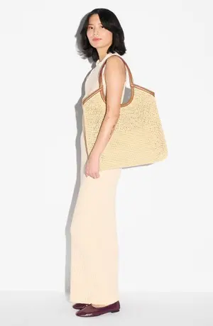 Mz Wallace Large Georgica Crochet Tote - Camel