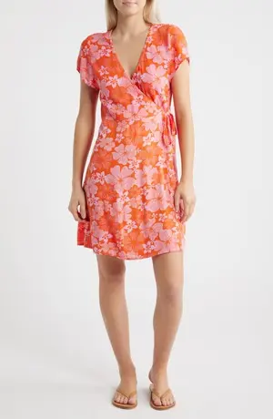 Rip Curl Aloha State Wrap Mini Dress Red