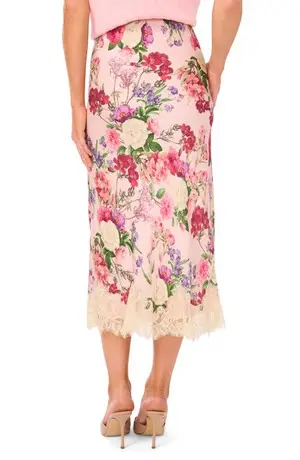 Ted Baker London Floral Skirt With Lace Trim
