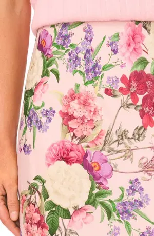 Ted Baker London Floral Skirt With Lace Trim