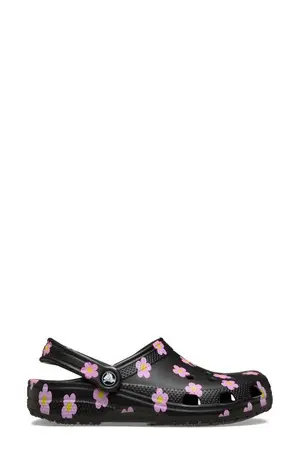 CROCS Flower Print Classic Clogs - Black