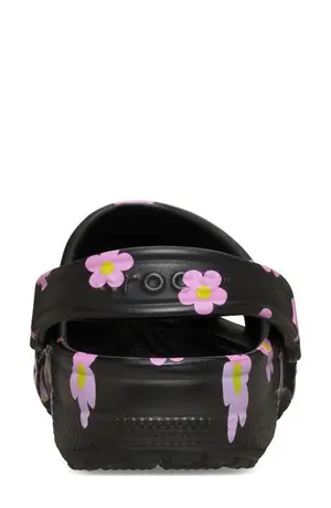 CROCS Flower Print Classic Clogs - Black