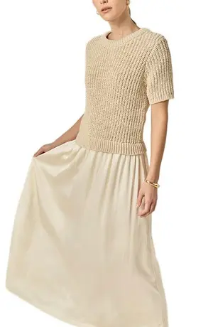 English Factory Mixed Media Cotton-blend Dress