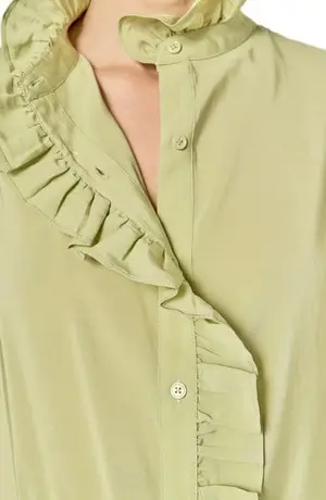 English Factory Ruffle-trimmed Blouse - Sage