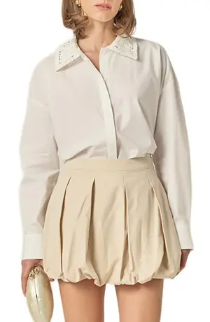 English Factory Crochet Collar Shirt