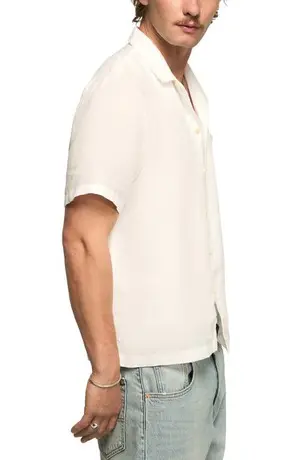 Lucky Brand Notch Collar Short Sleeve Button-up Shirt - Bright White