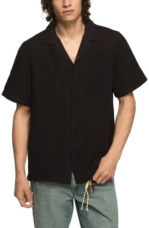 Lucky Brand Notch Collar Short Sleeve Button-up Shirt - Phantom