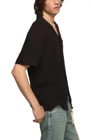 Lucky Brand Notch Collar Short Sleeve Button-up Shirt - Phantom