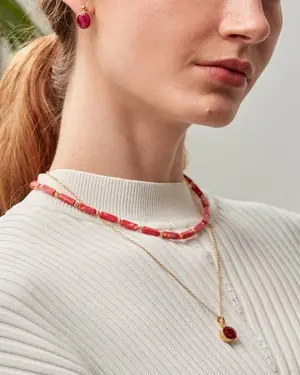 OTTOMAN HANDS Siena Gemstone Pendant Necklace - Ruby