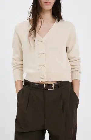 Mango Bow Embellished Cardigan