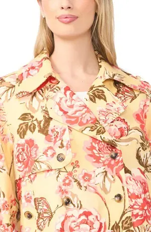 Ted Baker London Floral Print Linen Trench Coat
