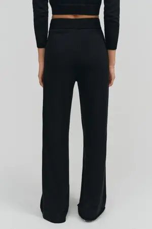 KATHRYN MCCARRON Alex Wide Leg Cashmere Pant - Black