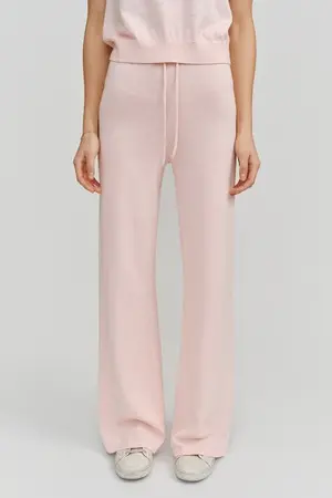 KATHRYN MCCARRON Alex Wide Leg Cashmere Pant - Blush