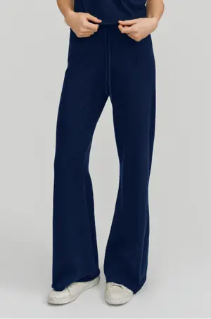 KATHRYN MCCARRON Alex Wide Leg Cashmere Pant Navy
