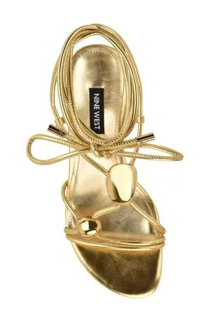 Nine West Greska Ankle Wrap Sandals - Gold