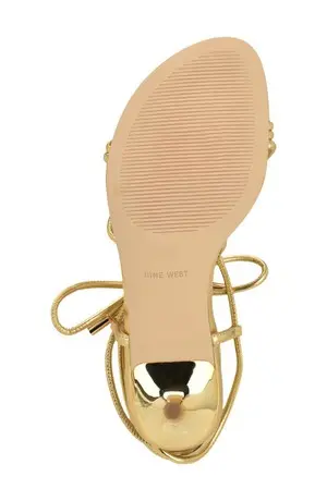 Nine West Greska Ankle Wrap Sandals - Gold