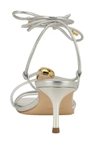 Nine West Greska Ankle Wrap Sandals - Silver