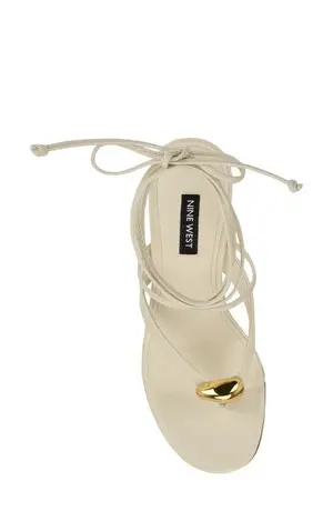Nine West Ankle Wrap High Heel Sandals - Ivory