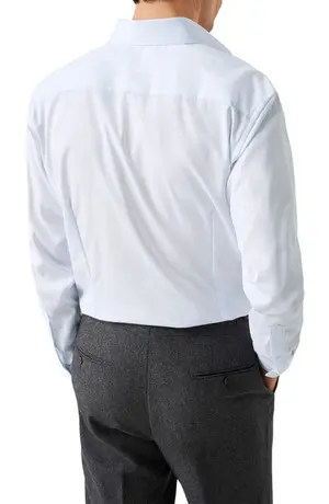 Eton Slim Fit Pinstripe Cotton Twill Dress Shirt - Light Blue