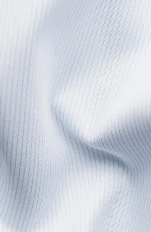 Eton Slim Fit Pinstripe Cotton Twill Dress Shirt - Light Blue