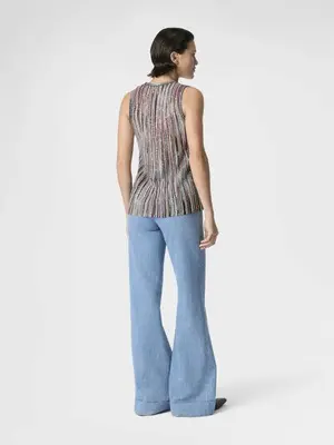 Missoni Sleeveless Ribbed Viscose Blend Top With Sequins - Silver